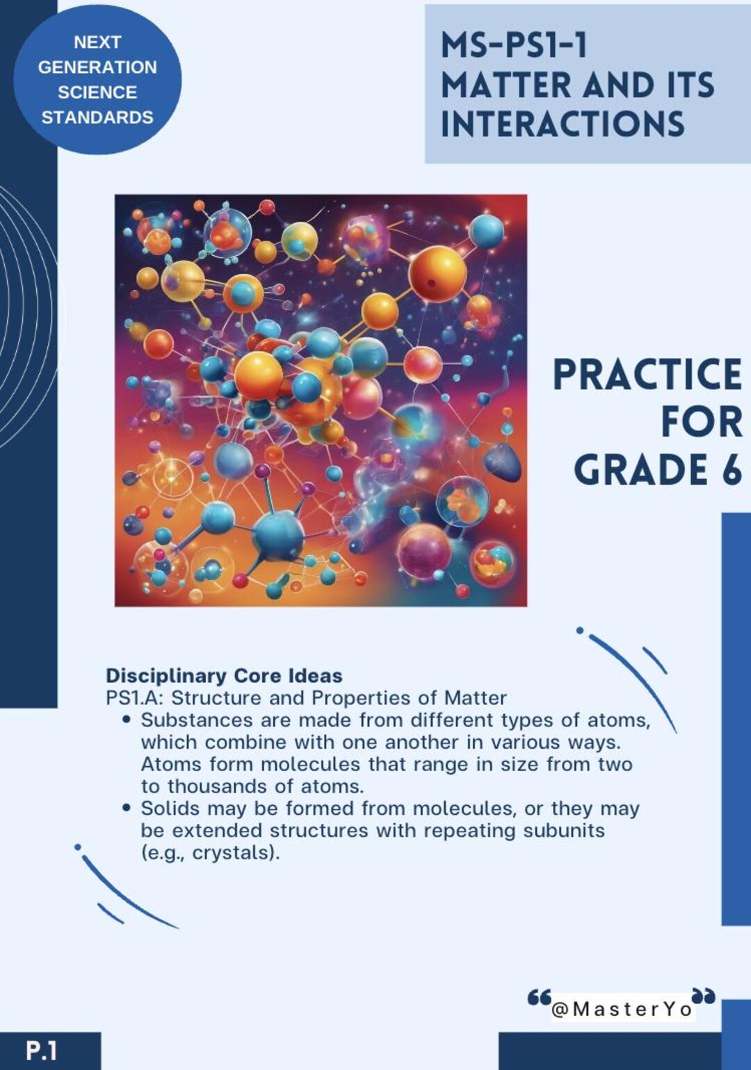 Science Worksheet for Grade 6 Students : MS-PS1-1 Matter and Its ...
