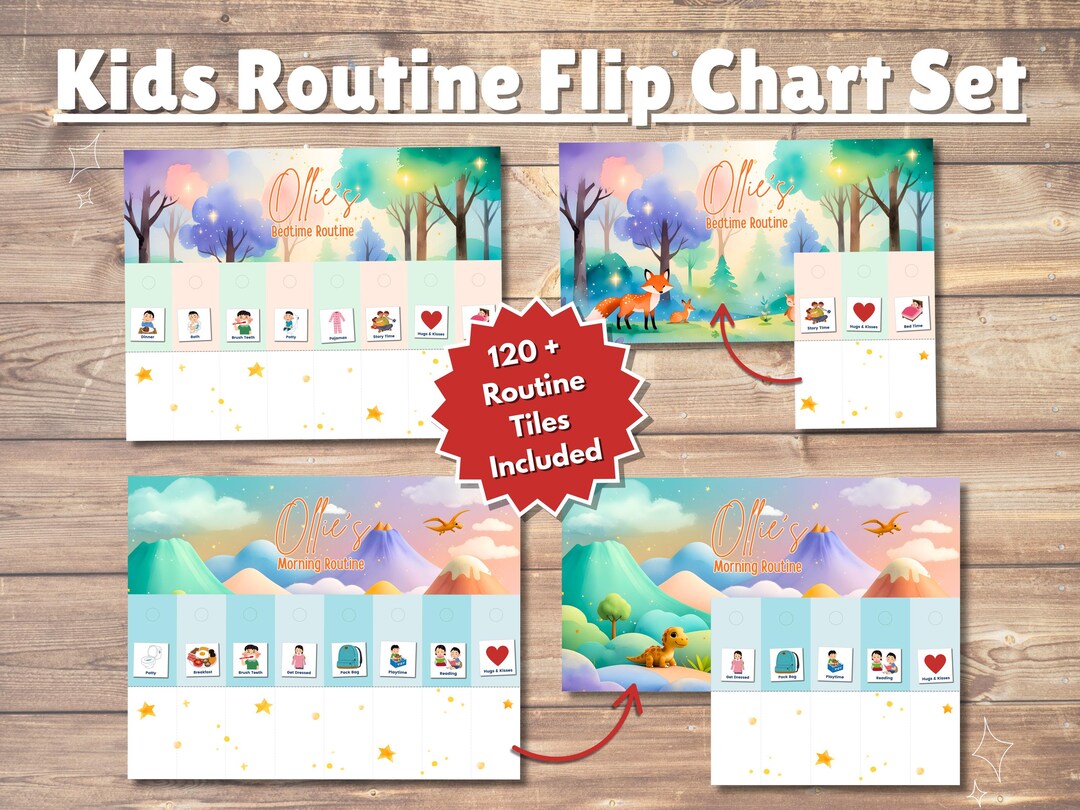 Editable Kids Routine Chart – Morning & Bedtime Visual Schedule for ...