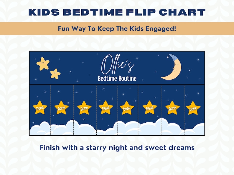 Editable Kids Bedtime Routine Flip Chart: Visual Schedule (canva ...