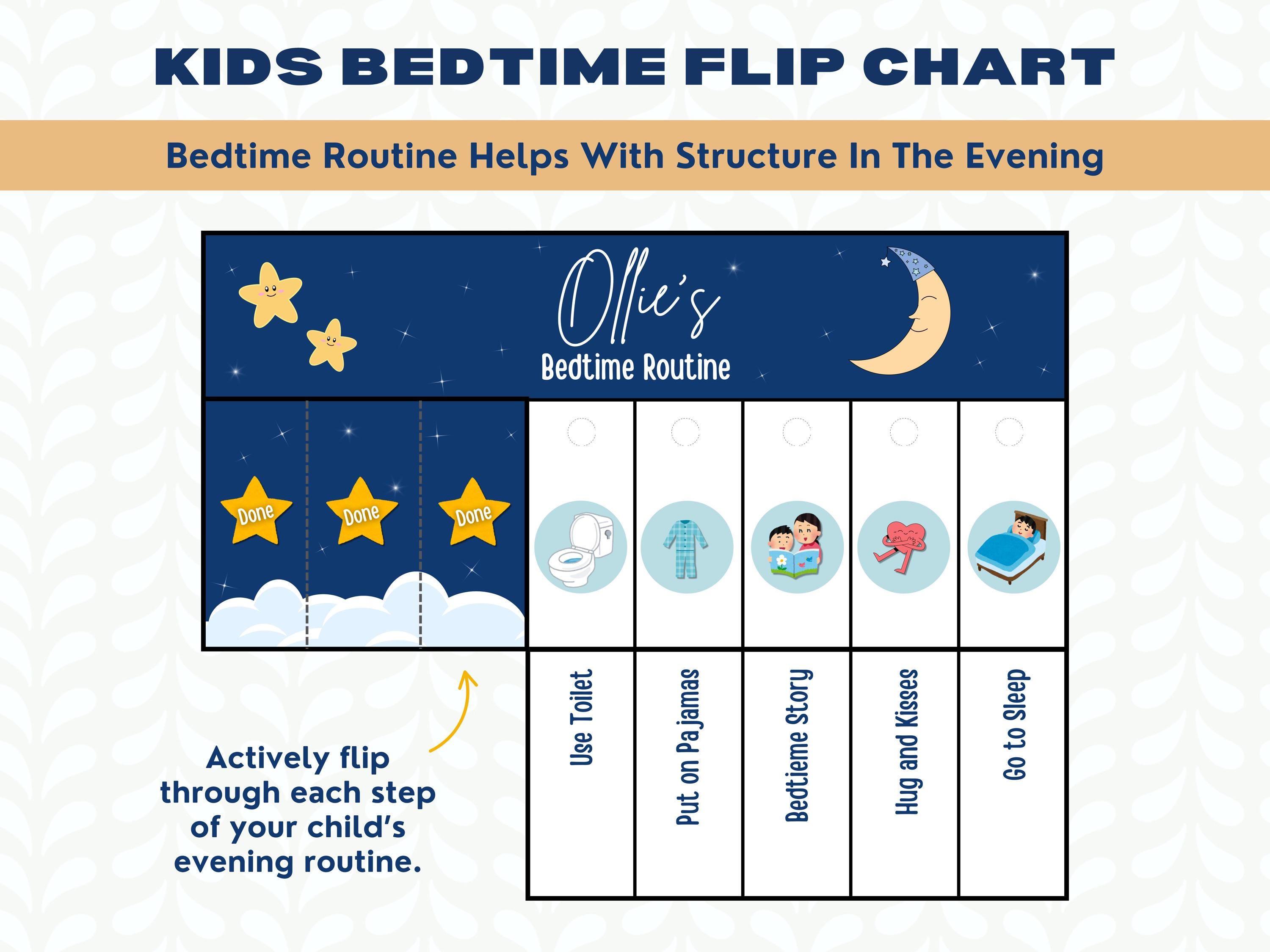 Editable Kids Bedtime Routine Flip Chart: Visual Schedule (canva ...