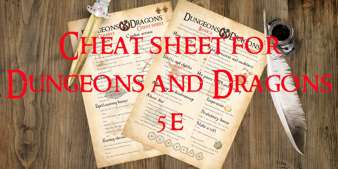 Dungeons & Dragons 5e Beginner's Quick Reference Guide 2-page Combat and Basics Cheat Sheet PDF ...