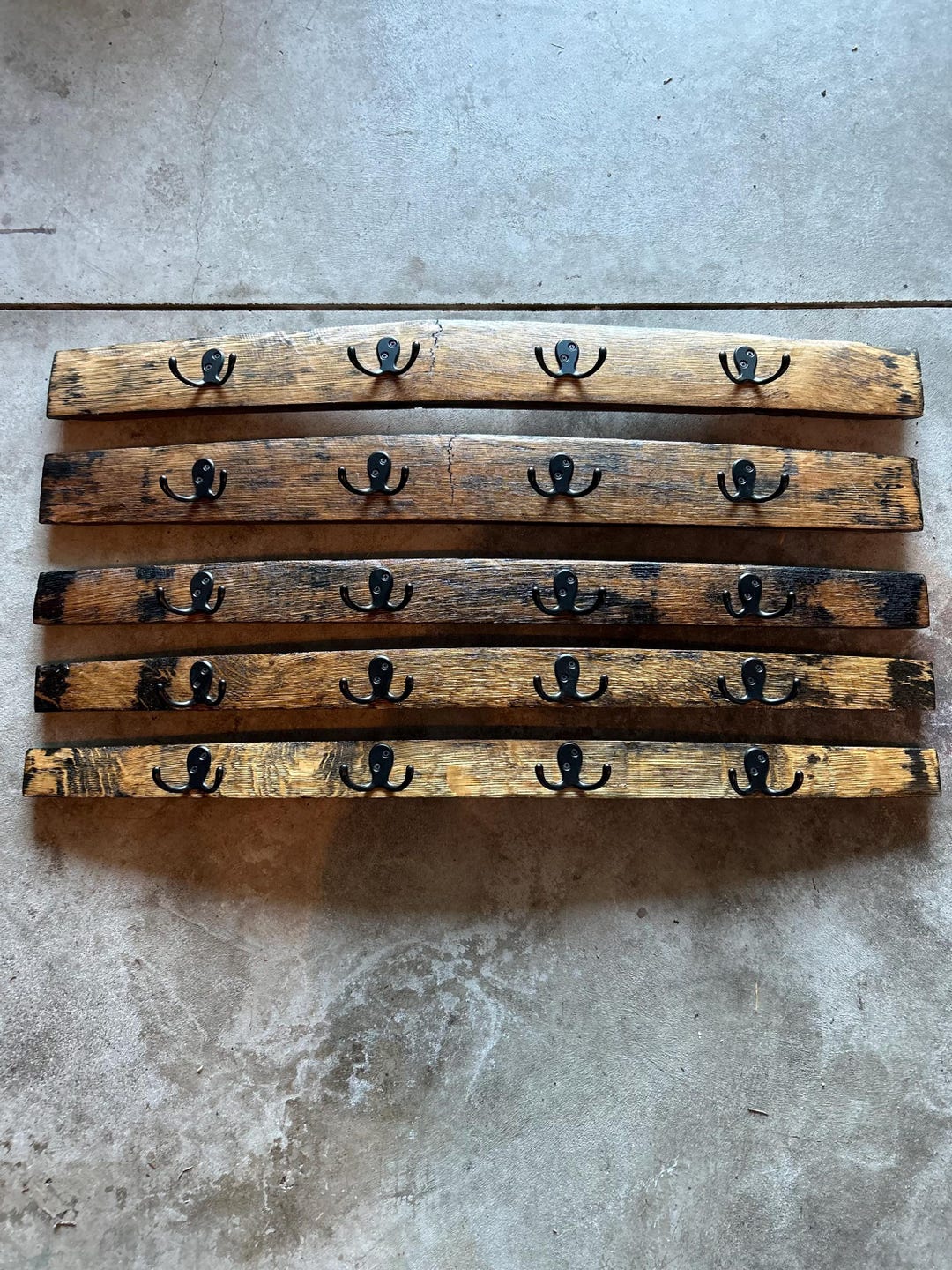 Handcrafted 100-year-old Rustic Bourbon Barrel Stave Coat Rack (without ...