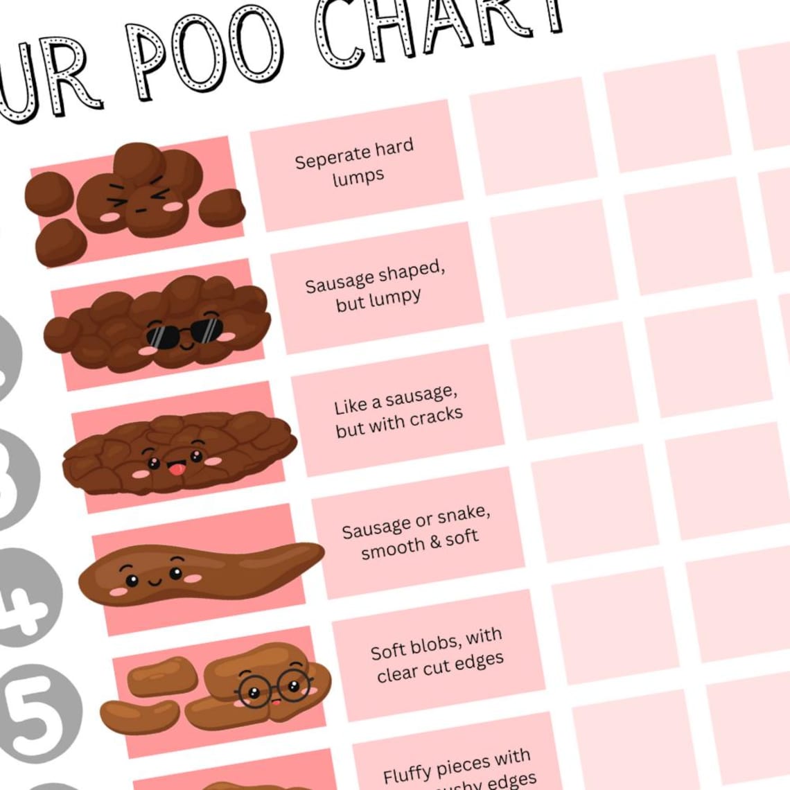 Toilet Training Chart Which Poo Are You Bristol Stool Chart - Etsy