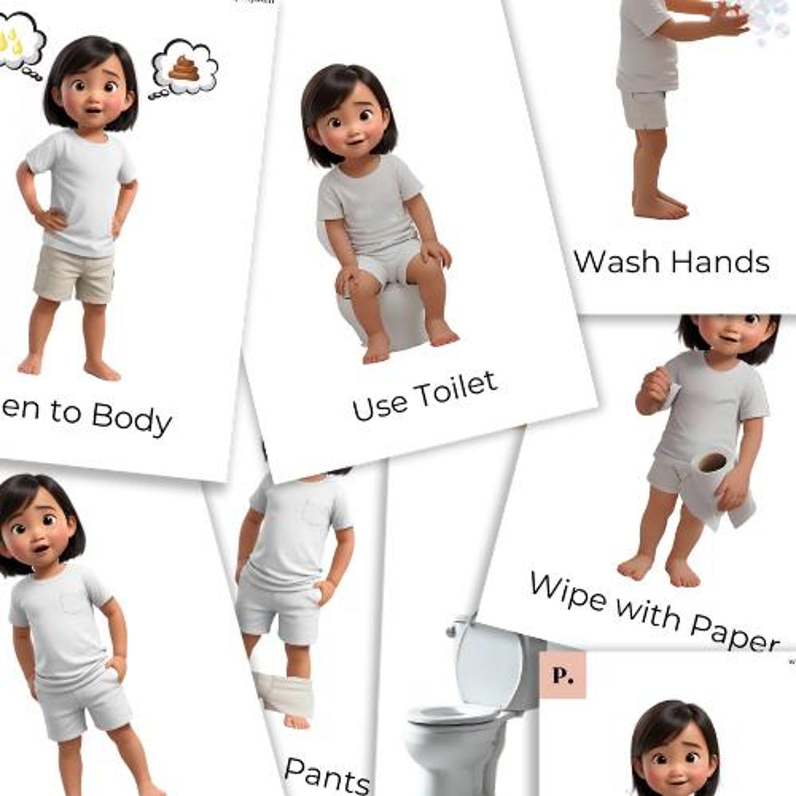 Toilet Training Visual Cue Cards Instruction Cards Version 6 - Etsy