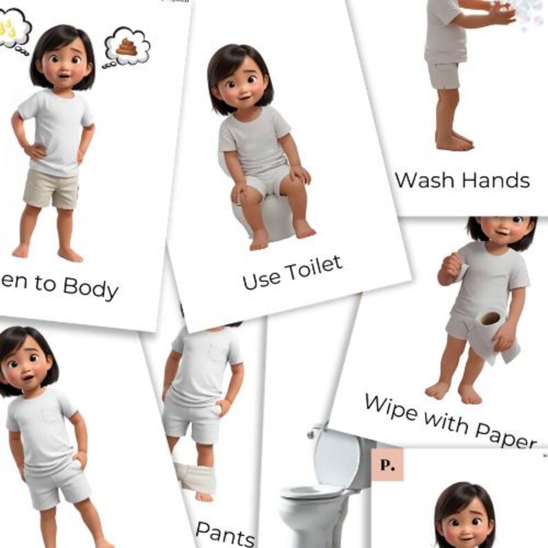 Toilet Training Visual Cue Cards Instruction Cards Version 6 - Etsy