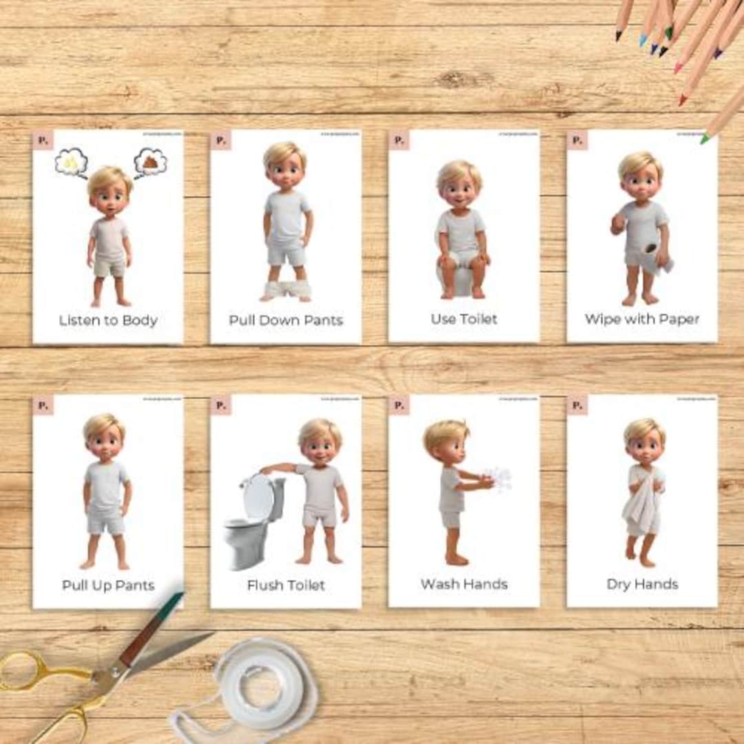 Toilet Training Visual Cue Cards Instruction Cards Version 8 - Etsy