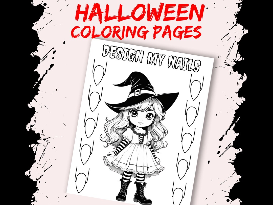 Witch Nail Design Coloring Pages | Cute & Spooky Coloring Activity ...