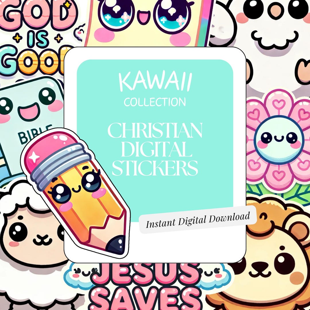 Christian Stickers, Kawaii Faith Designs, Cute Style, Bright Colors ...