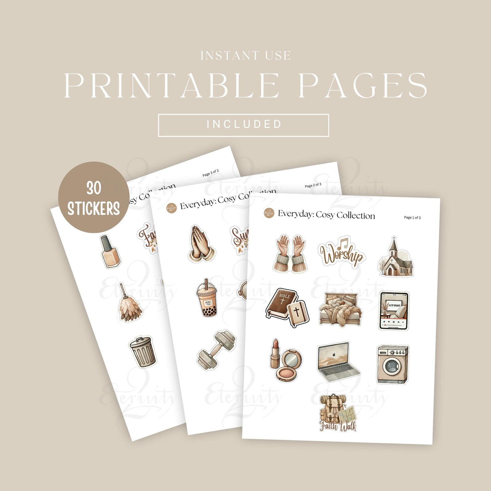 Cozy Christian Stickers for Planners, Neutral Aesthetic, Faith-based ...