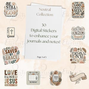 Christian Stickers, Neutral Style Digital Faith Designs, Nature ...