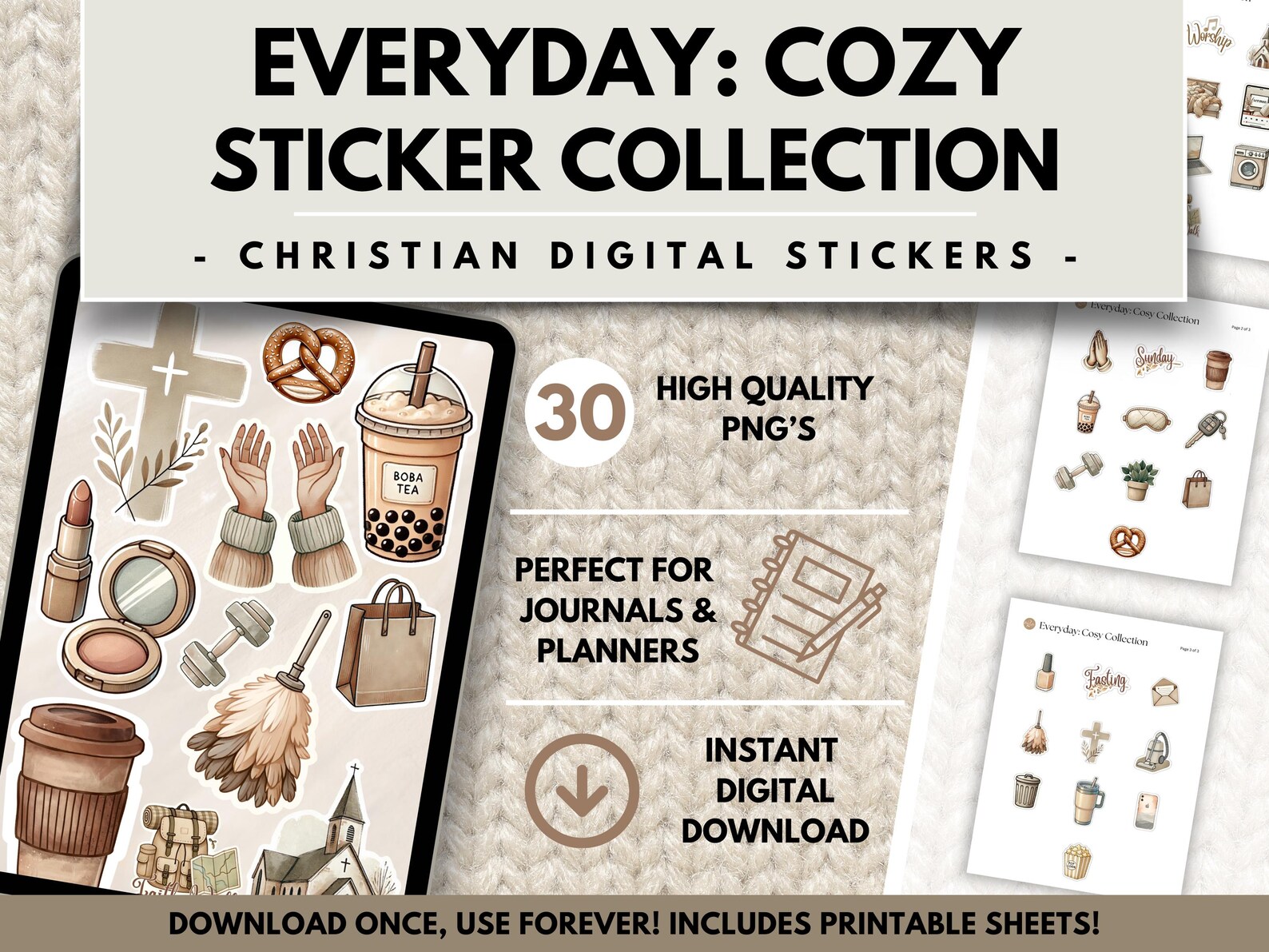 Cozy Christian Stickers for Planners, Neutral Aesthetic, Faith-based ...