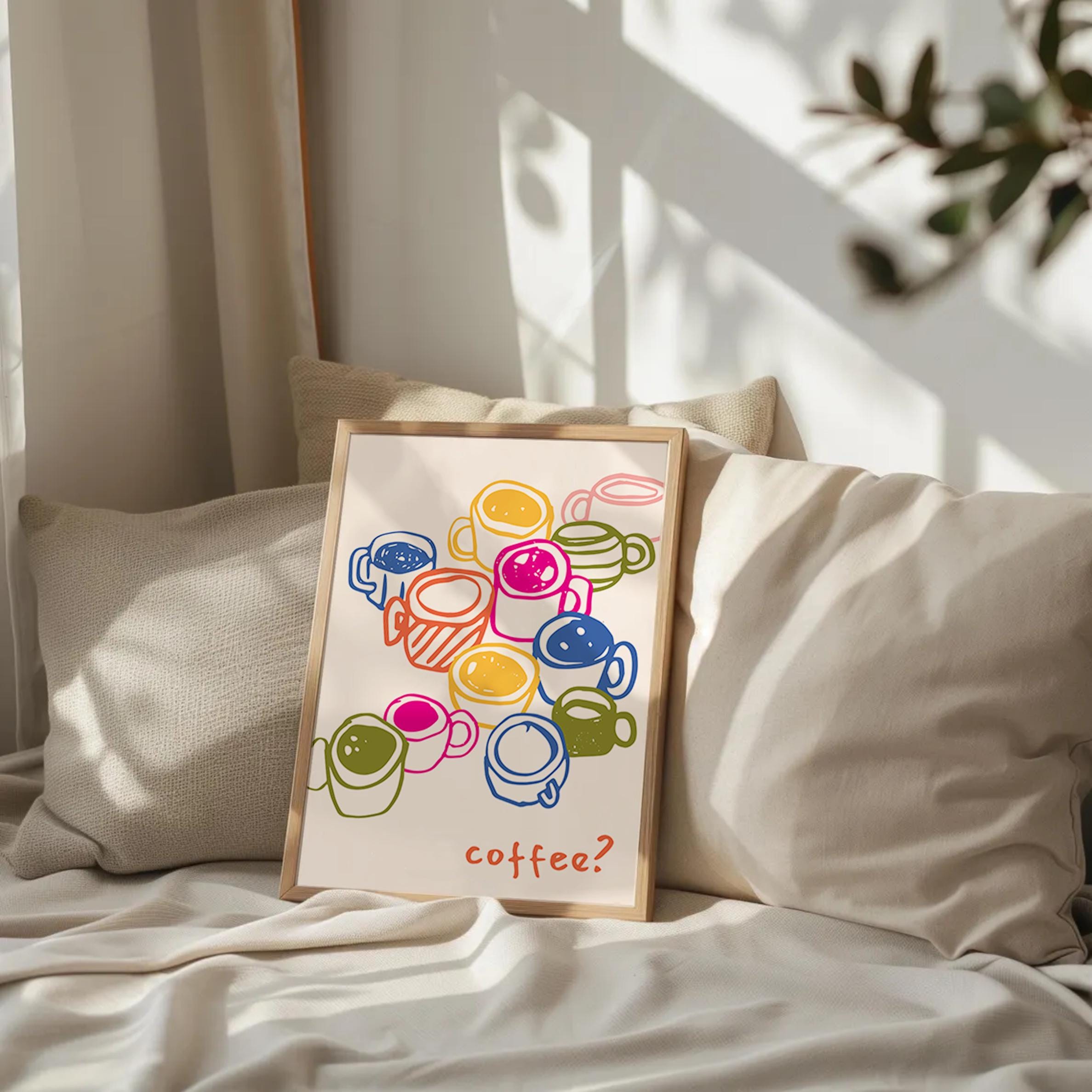 Colorful Coffee Mug Art Print: Modern Kitchen Decor (digital Download ...
