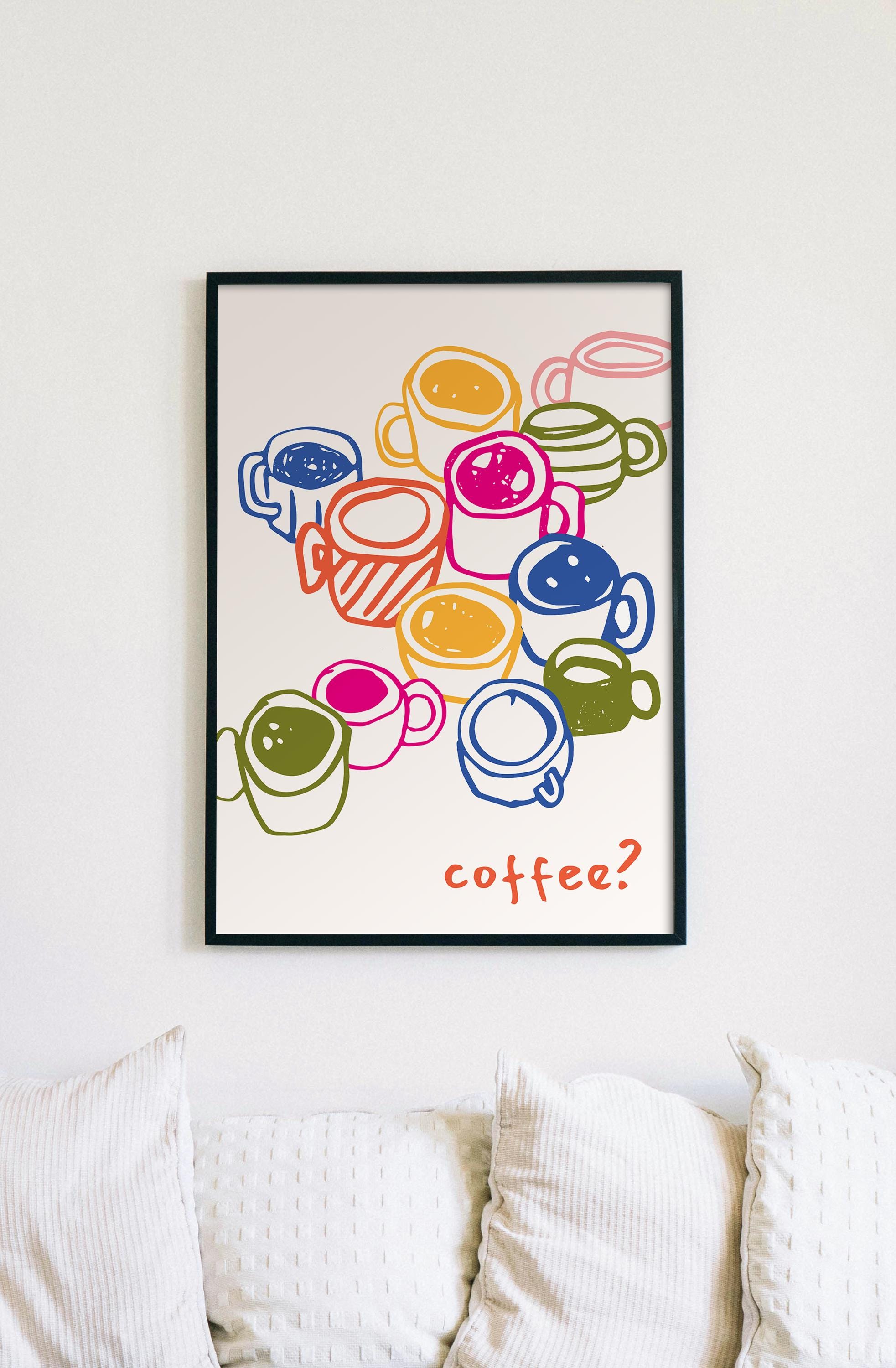 Colorful Coffee Mug Art Print: Modern Kitchen Decor (digital Download ...