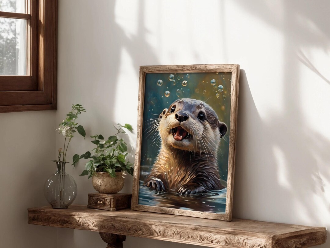 Baby Otter Poster, Cute Otter in a Bath, Nursery, Bathroom, Wall Art ...