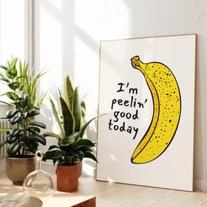 Retro Banana Wall Art Kitchen Printable Fruit Artwork Motivational ...