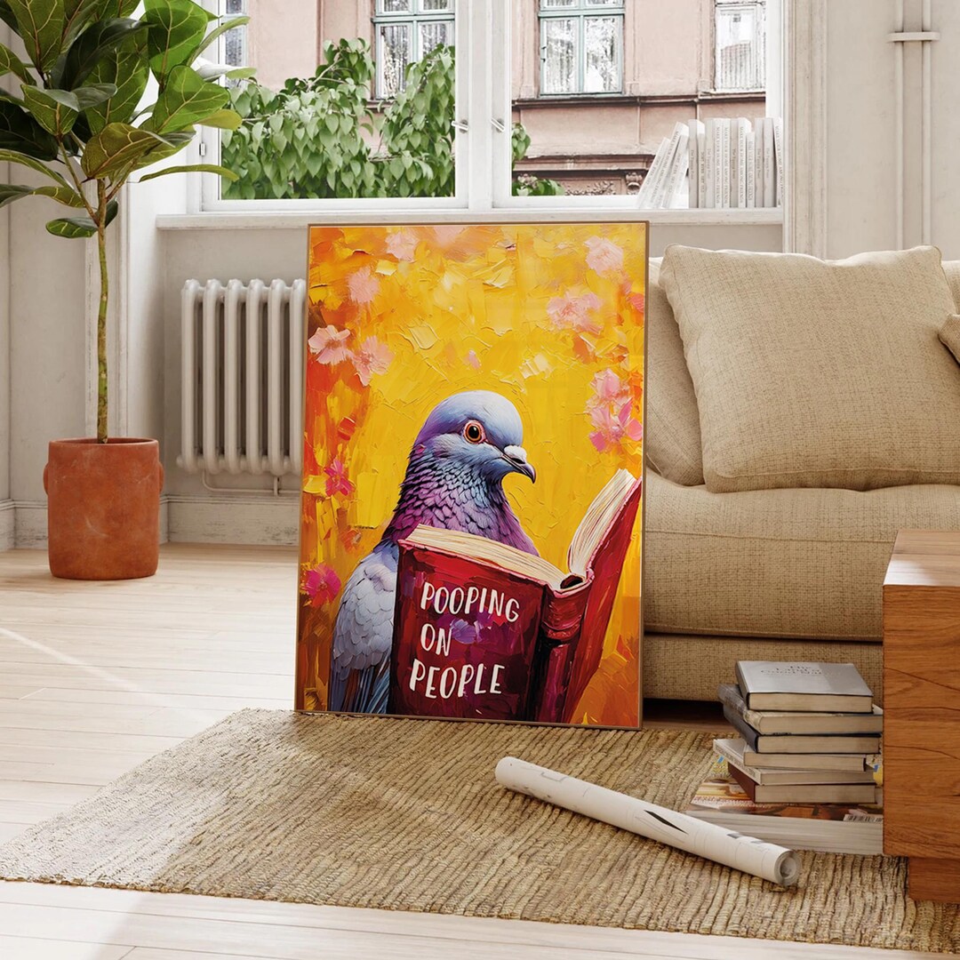 Funny Pigeon Art Print - "pooping on People" Book Poster, Humorous Bird ...
