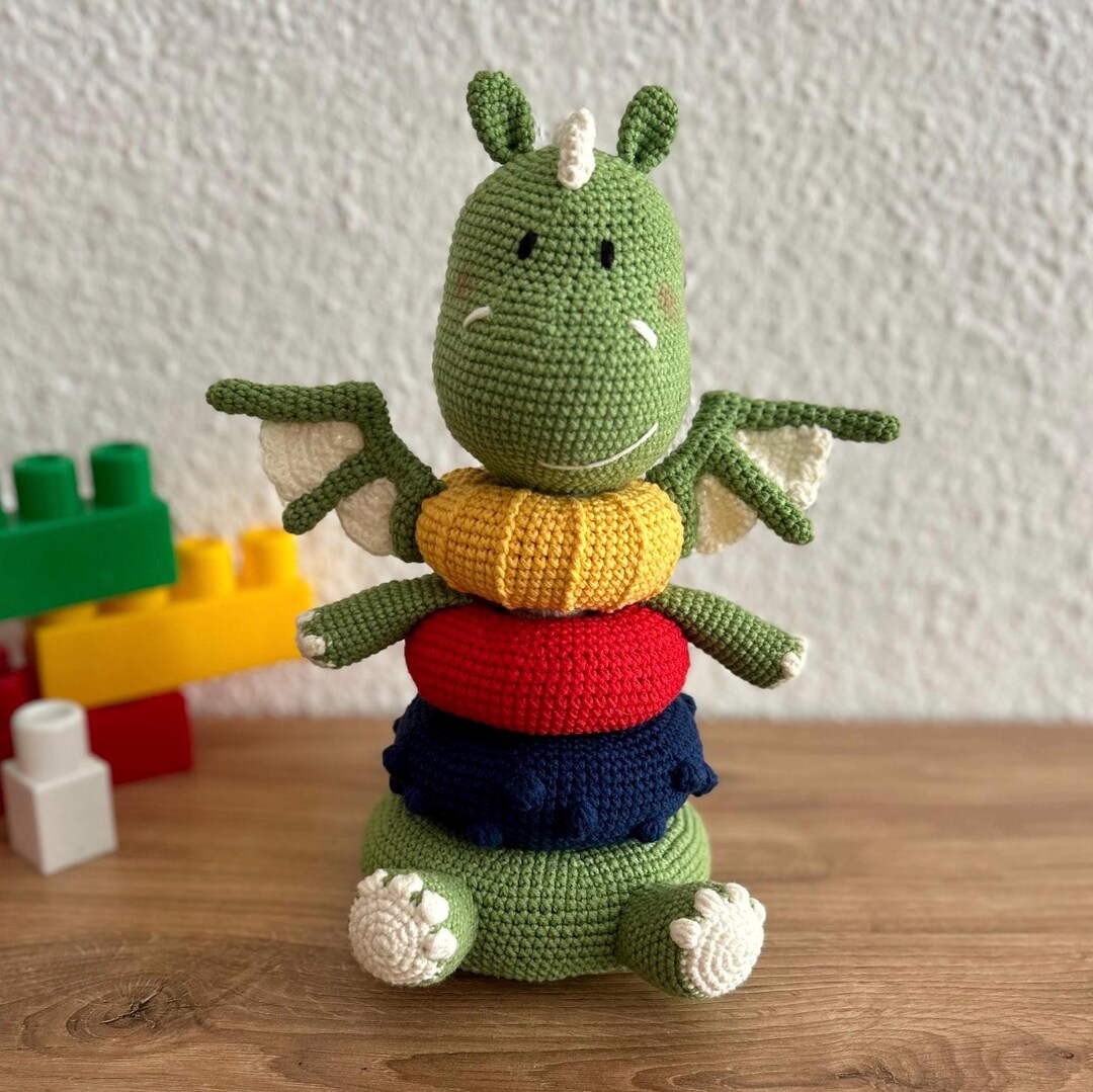 Baby Colour Pyramid Dragon.crochet Stacking Toy Dragon.baby Education ...