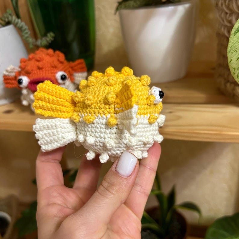 Crochet Puffer Fugu Fish Toy.stuffed Sea Animals.amigurumi Tropical ...
