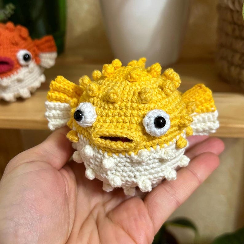 Crochet Puffer Fugu Fish Toy.stuffed Sea Animals.amigurumi Tropical ...