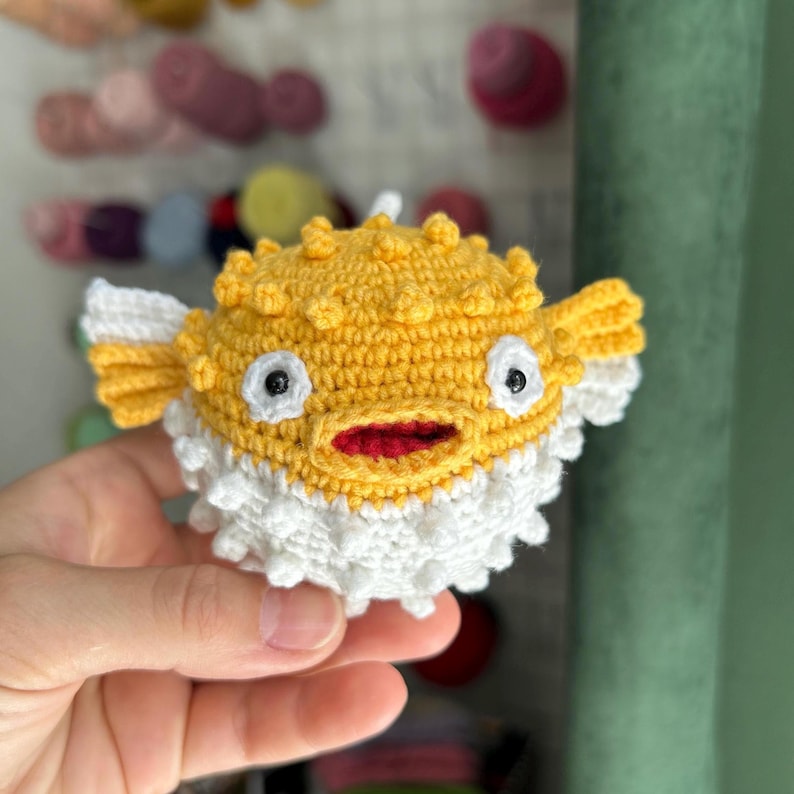 Pufferfish Plush Toy, Fugu Fish, Soft Amigurumi Blowfish, Unique Ocean ...