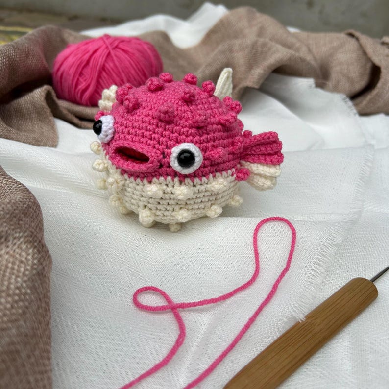 Handmade Crochet Puffer Fish Car Mirror Charm | Cute Amigurumi Plush ...