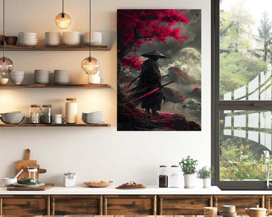 Samurai Glass Art, Wall Glass Art, Glass Backsplash Art, Glass Decor ...