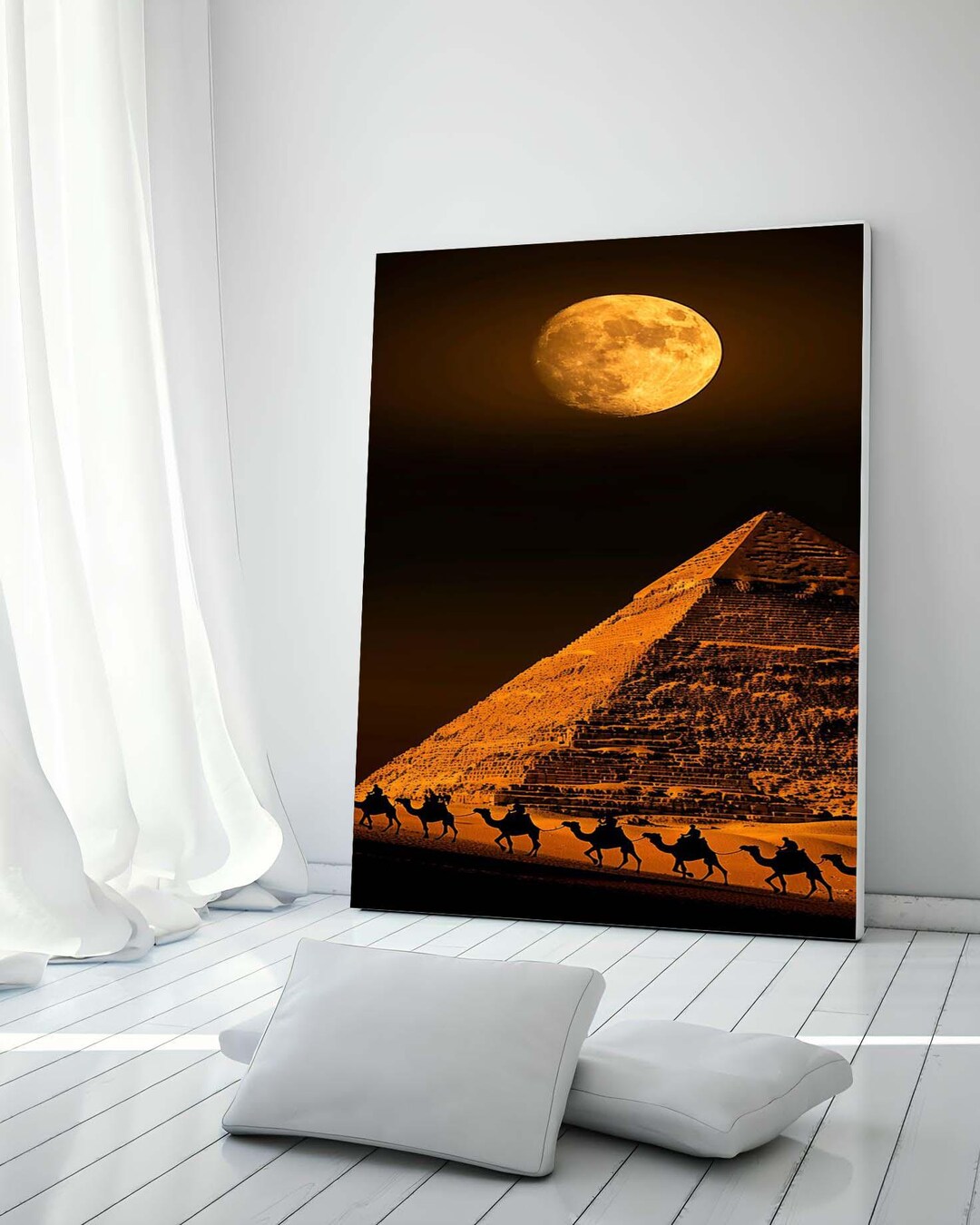 Egyptian Pyramids Wall Decor, Tempered Glass, Glass Wall Panel, Large ...