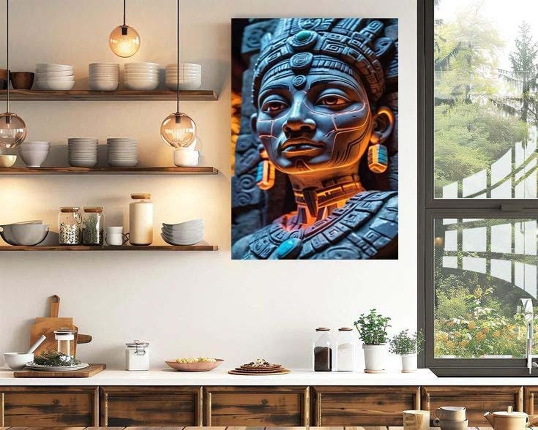 Aztec Woman Glass , Wall Glass Art, Glass Backsplash Art, Historical ...