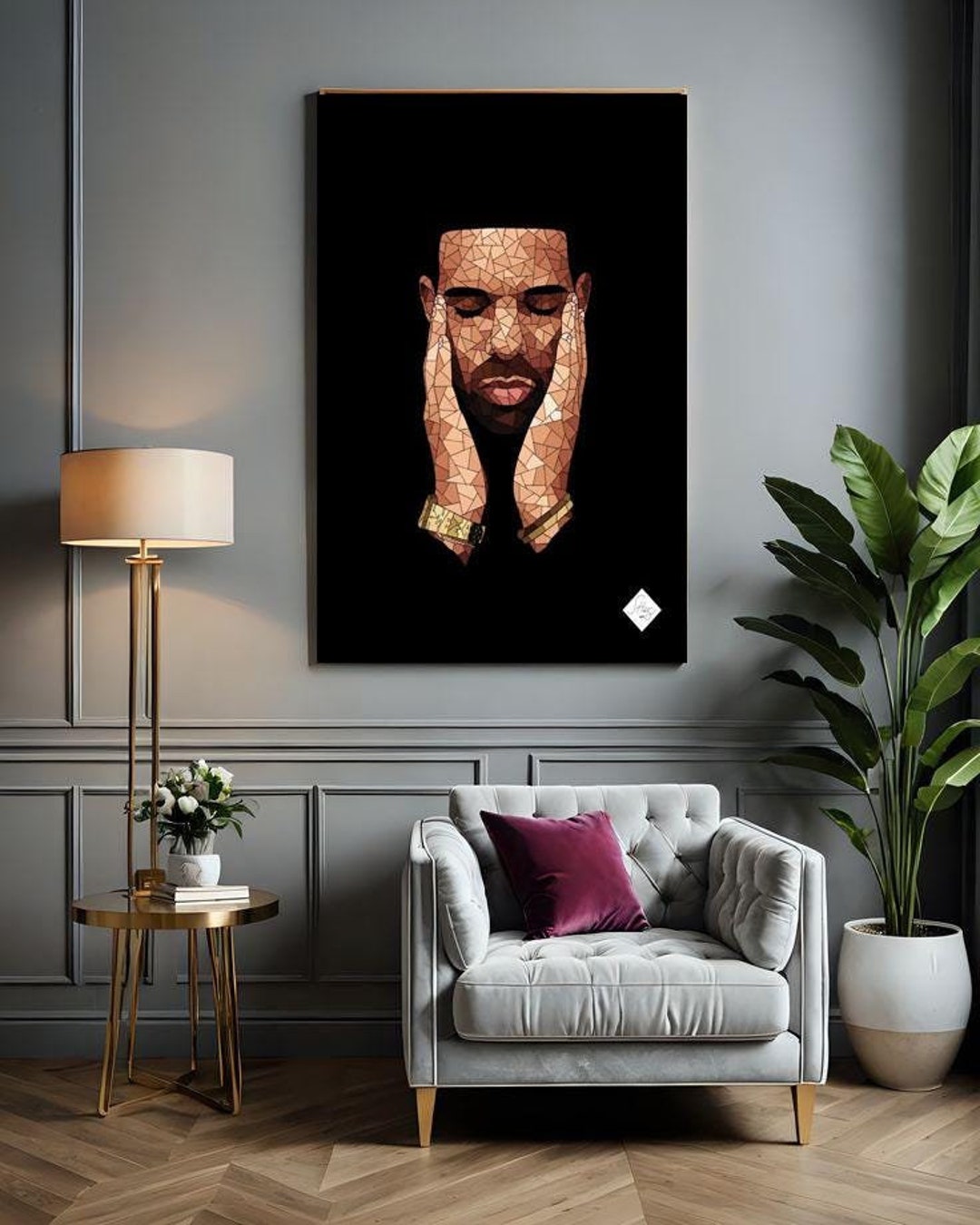 Drake Glass Drake Wall Art Hiphop Glass Art Wall Glass Art Rap Music ...