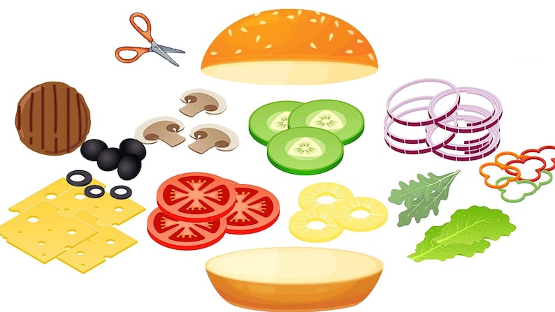 Build-a-burger Fun Printable Game for Kids Mix & Match Ingredients for ...