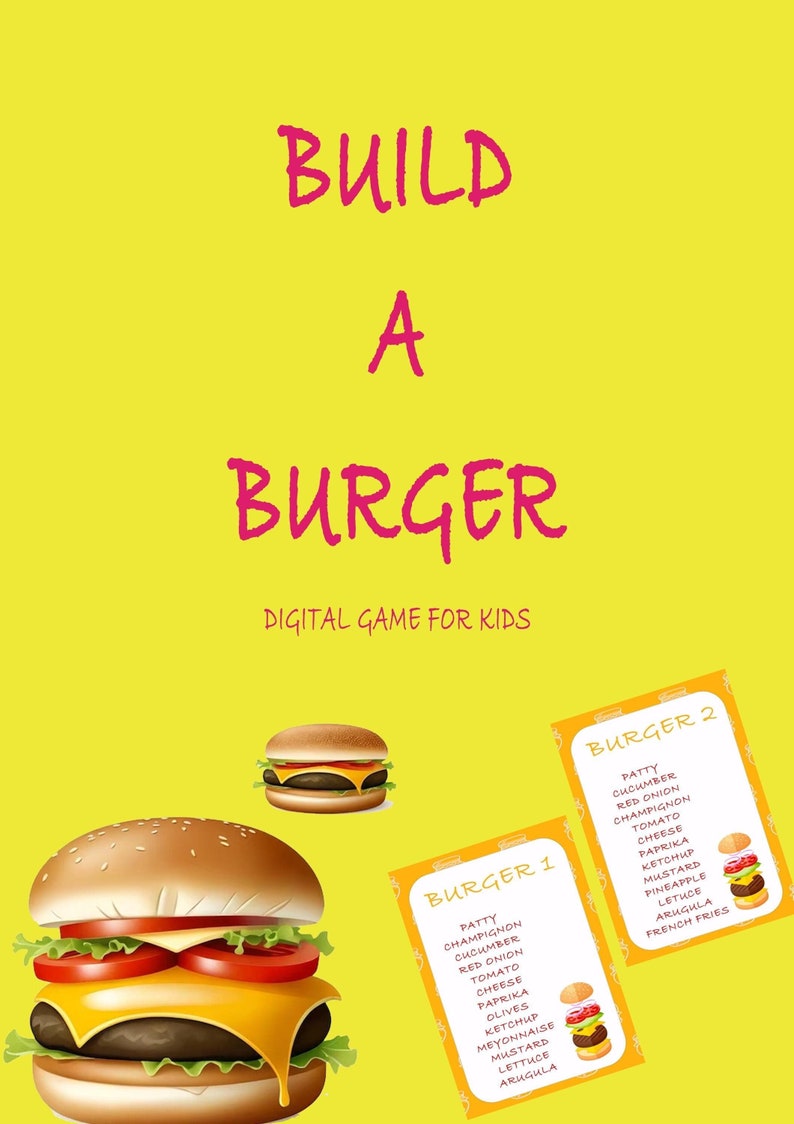 Build-a-burger Fun Printable Game for Kids Mix & Match Ingredients for ...