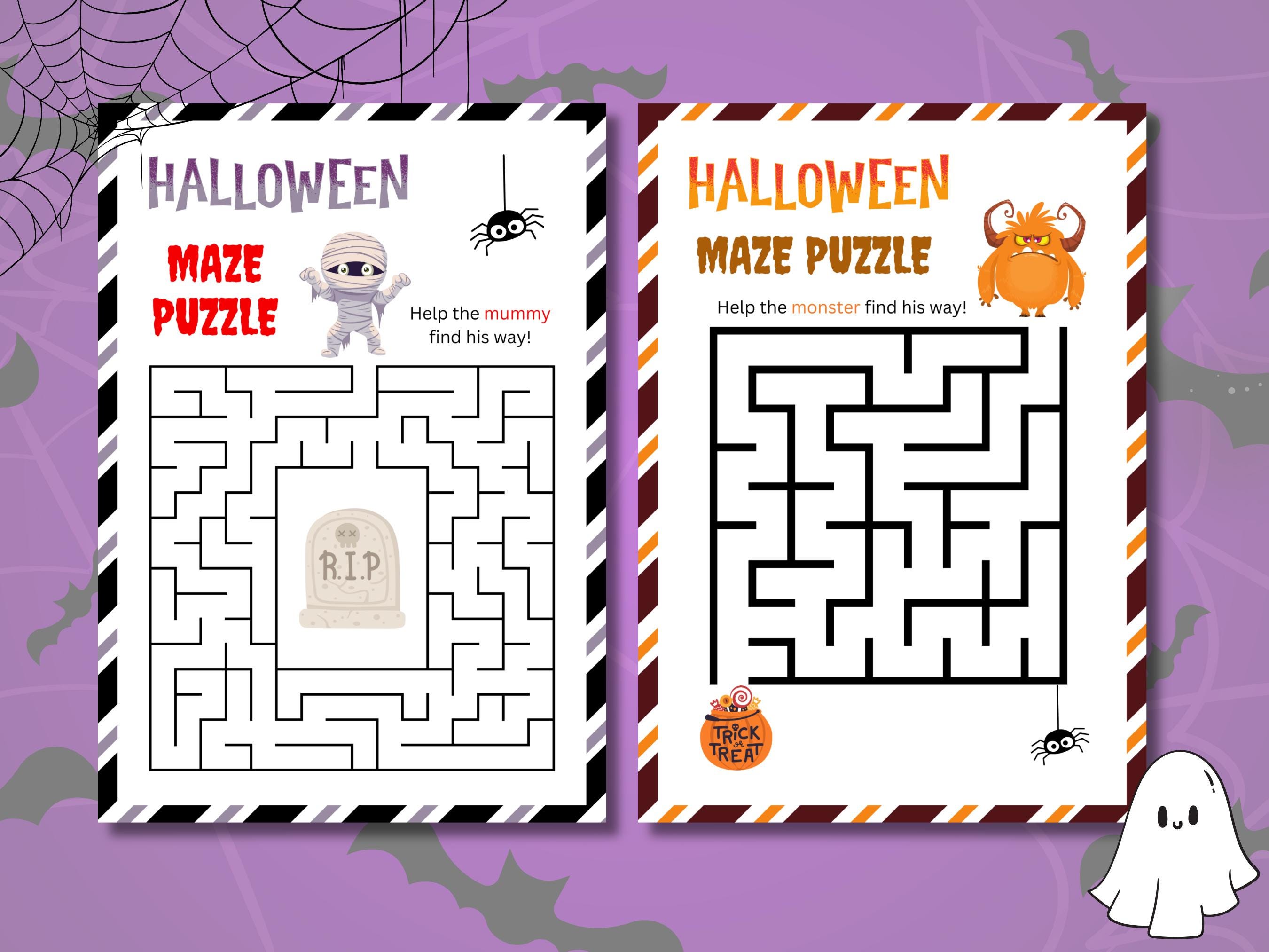 Halloween Maze Puzzle Halloween Printable Halloween Game Halloween ...