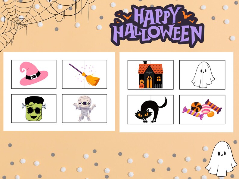 Halloween Matching Puzzle - Halloween Printable - Halloween Game ...