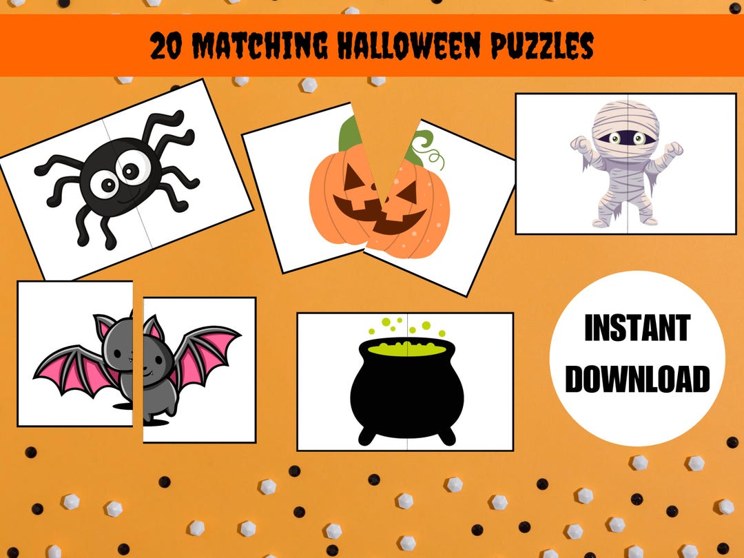 Halloween Matching Puzzle - Halloween Printable - Halloween Game ...