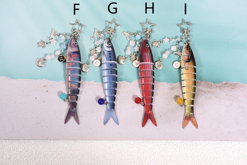 Custom Fish Keychain, Initial Keychain, Fish Charm, Bead Jewelry, Fish ...