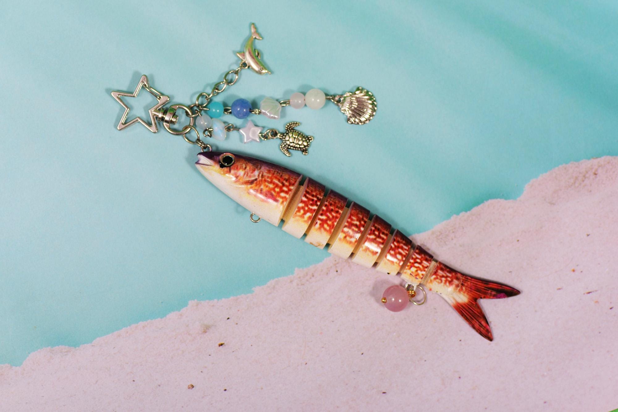 Fish Bait Keychain With Cahrm, Handmade Fish Keychain, Fish Lure ...