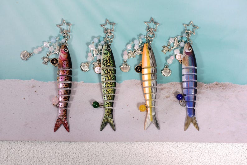 Custom Fish Keychain, Initial Keychain, Fish Charm, Bead Jewelry, Fish ...