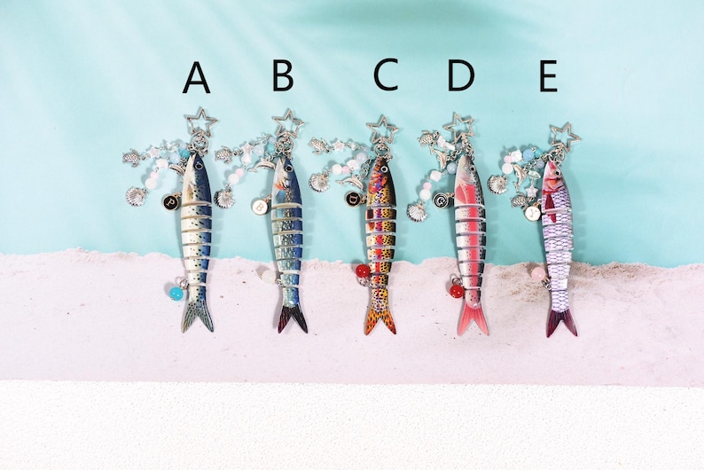 Custom Fish Keychain, Initial Keychain, Fish Charm, Bead Jewelry, Fish ...