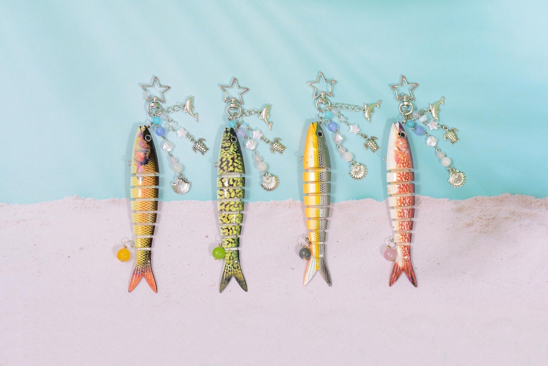 Fish Bait Keychain With Cahrm, Handmade Fish Keychain, Fish Lure ...