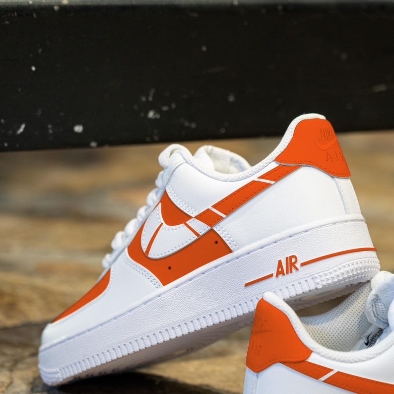 Custom Orange Air Force 1 Hand Painted White Orange Shoes Custom Color ...