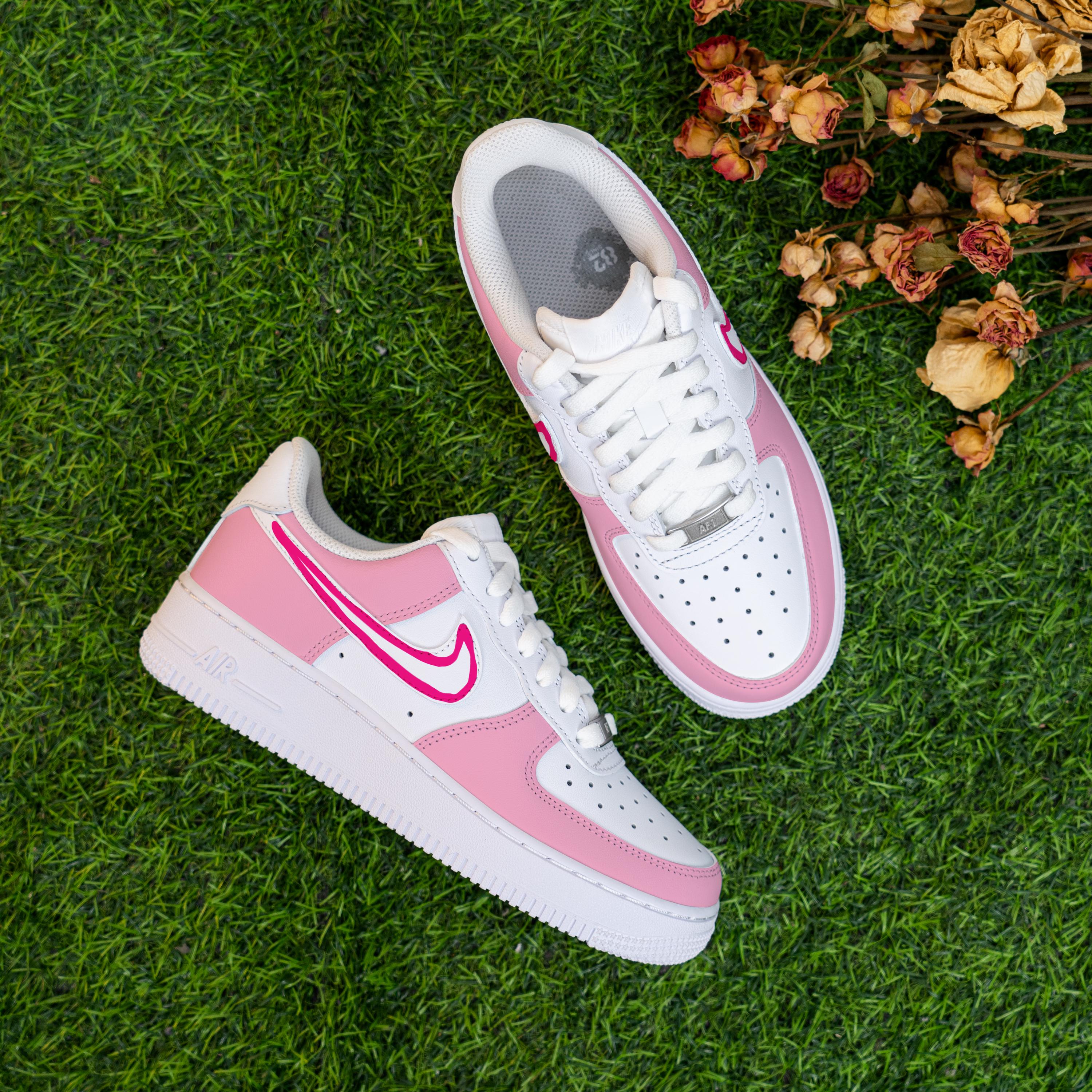 Custom Colour Swoosh Air Force 1 Hand Painted Pink Blue Purple Swoosh ...