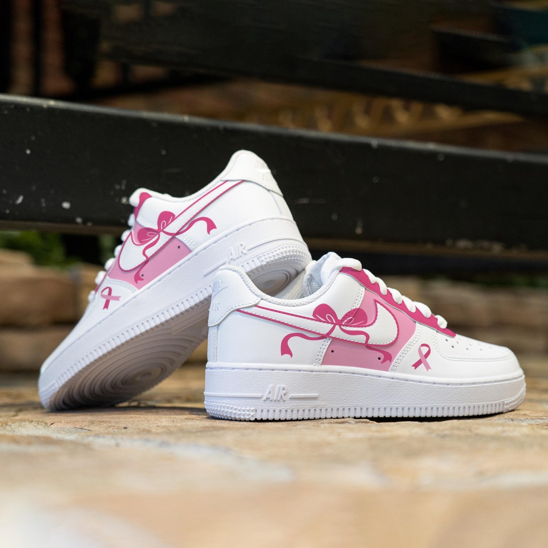 Custom Breast Cancer Awareness AF1 Pink Ribbon Air Force 1 Pastel Pink ...