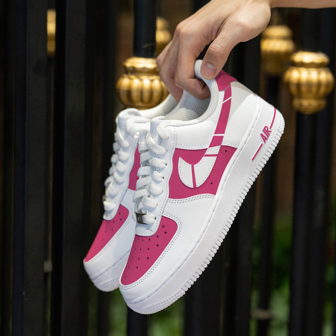 Custom Pink Air Force 1 Hand Painted Pink White Shoes Custom Color ...