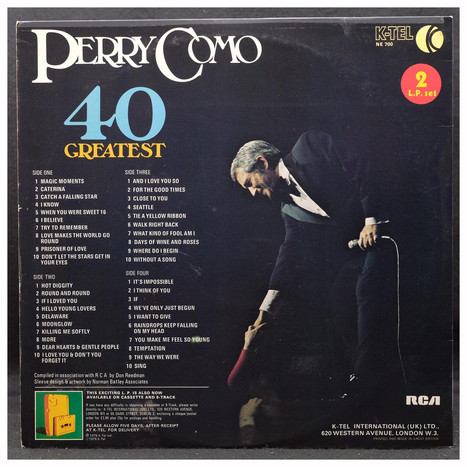 Perry Como 40 Greatest Hits Vinyl Double Album 1975 UK Pressing Ktel ...