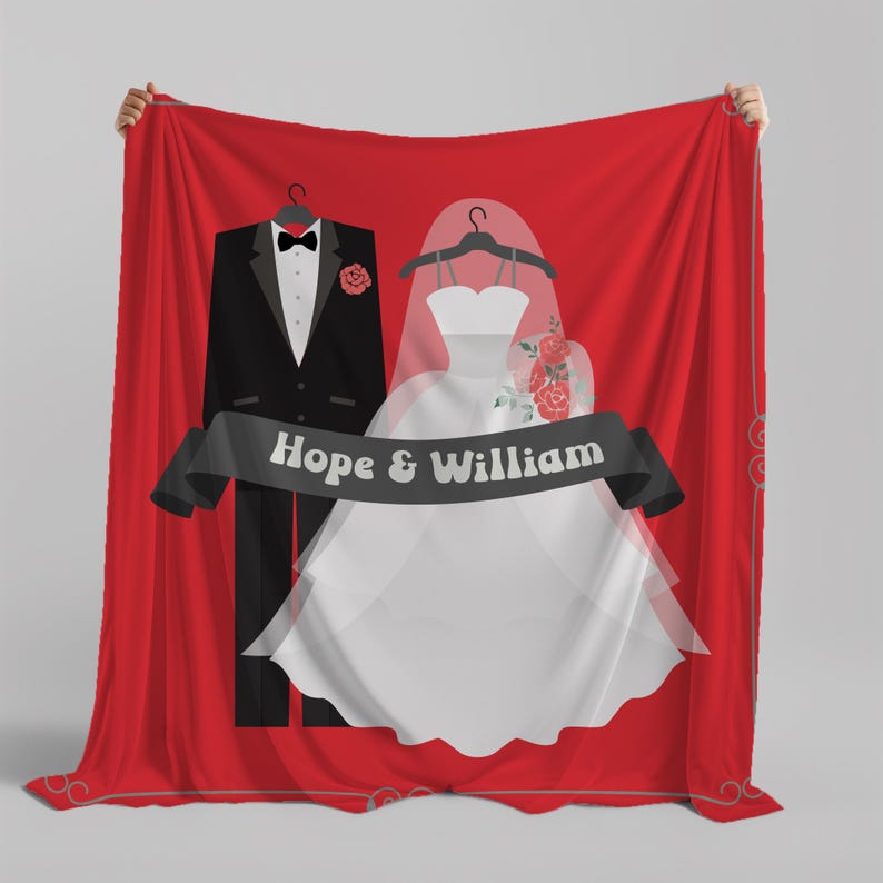 Bride Groom Custom Text Blanket, Personalized Wedding Honeymoon Throw ...