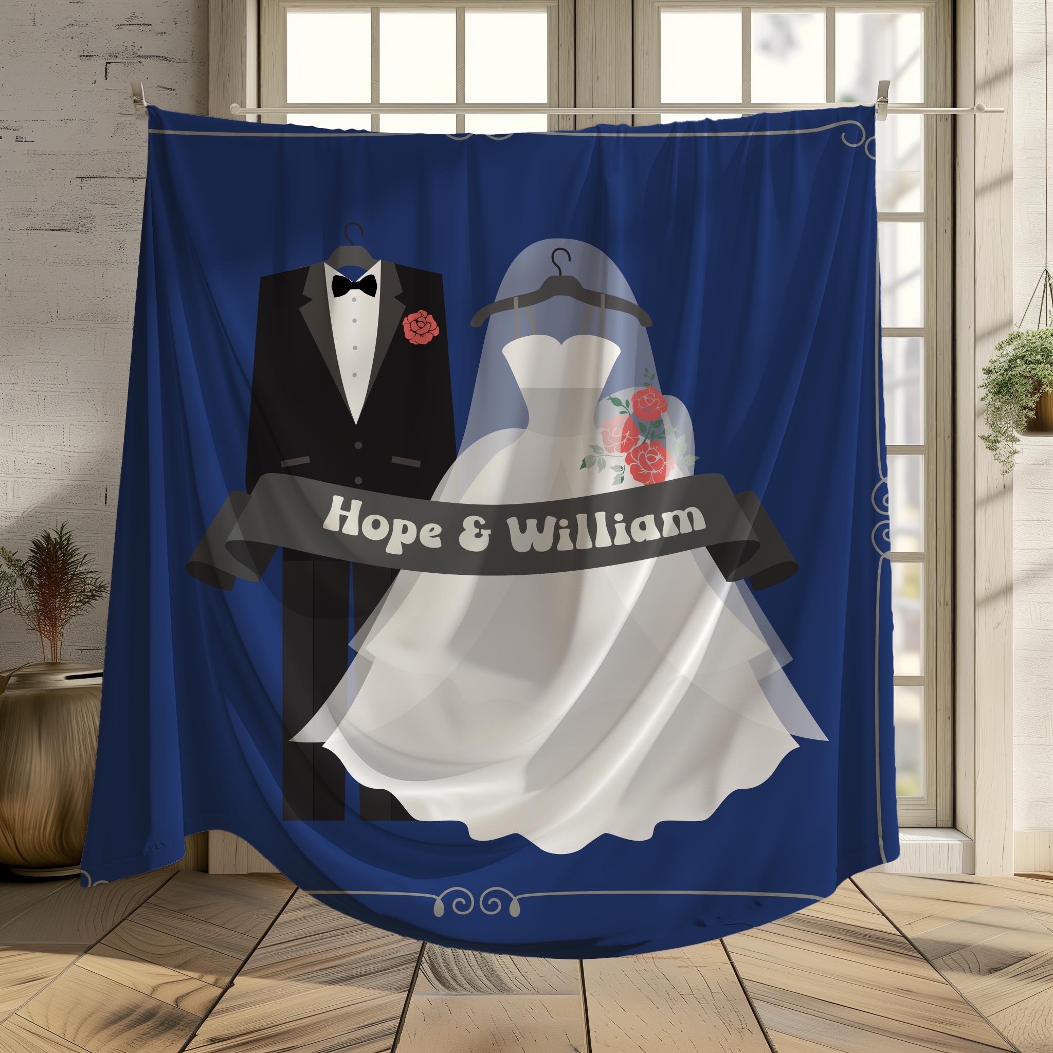 Bride Groom Custom Text Blanket, Personalized Wedding Honeymoon Throw ...