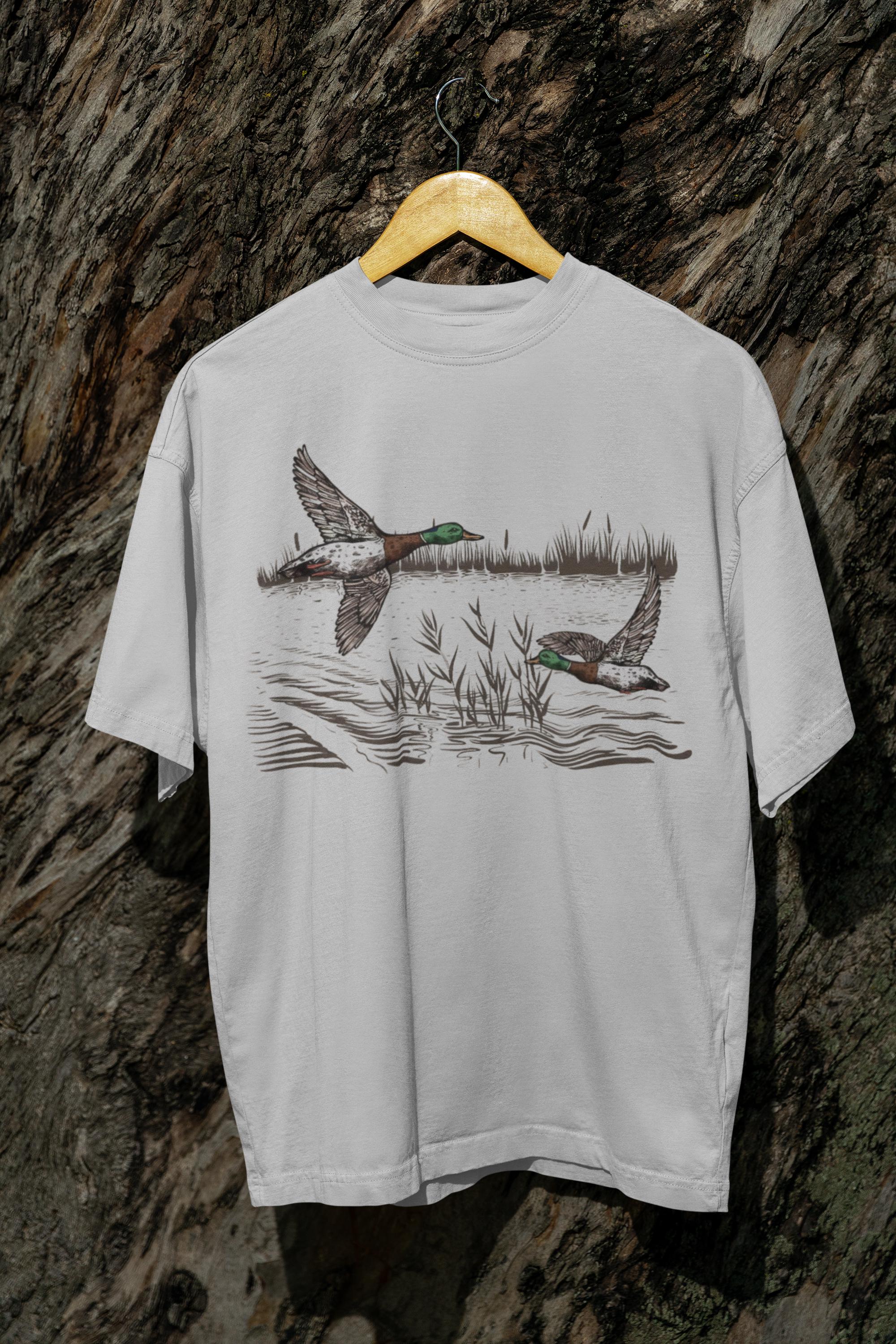 Vintage Green Duck Casual T-shirt, Animal Lover T-shirt, 90s Waterfowl ...