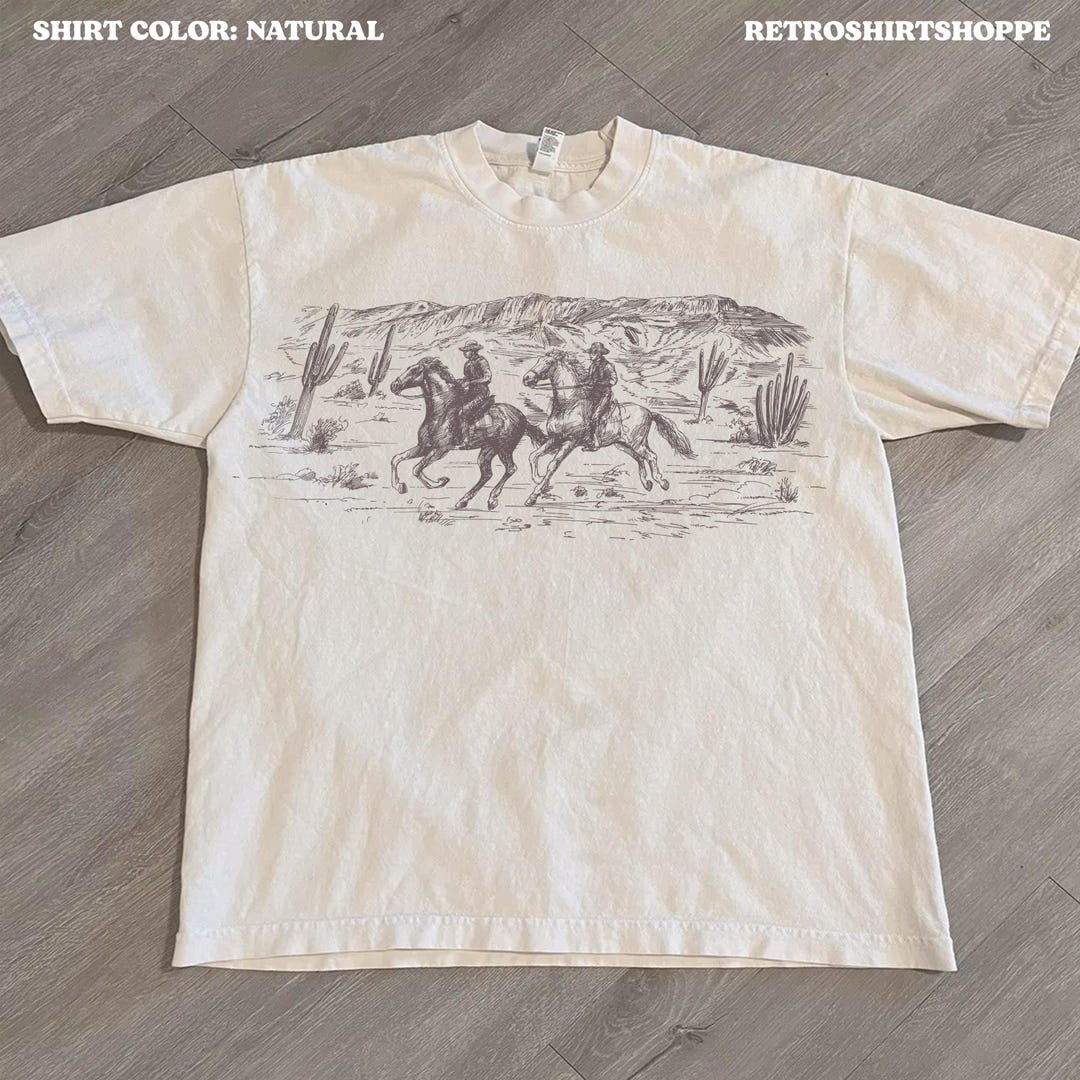Cowboys in Desert Shirt, Vintage Style Western Tee, Western Graphic Tee ...