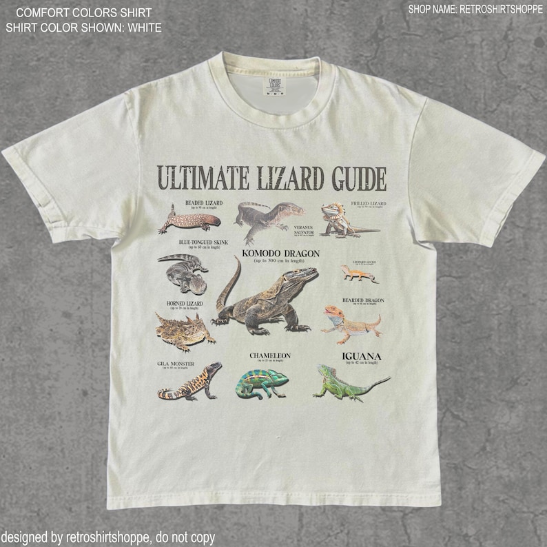 Ultimate Lizard Guide Shirt Comfort Colors, Educational Lizard Graphic ...