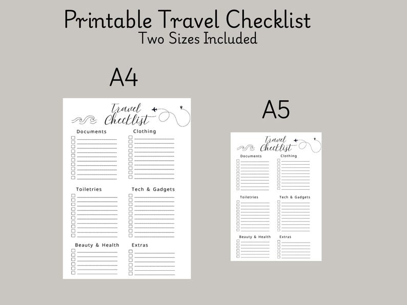Printable Travel Packing List Template | Travel Checklist | Vacation ...